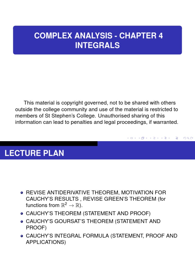 Complex Analysis - Chapter 4 Integrals | PDF | Holomorphic Function | Complex Analysis