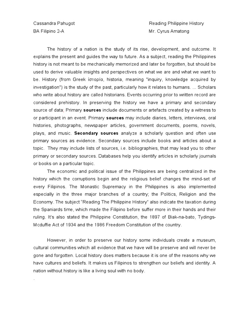 Reading-Philippine-History Summary | PDF | Primary Sources | Philippines