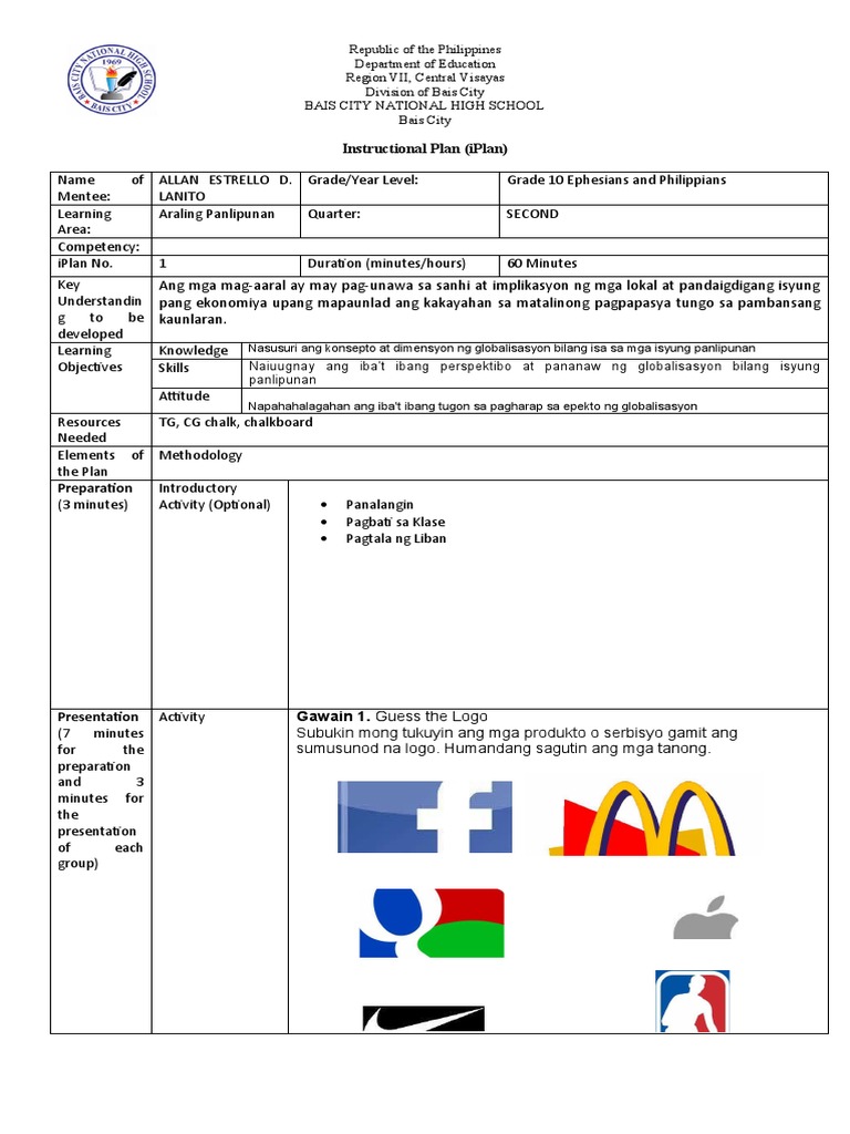 IPLAN 1 For The Second Quarter G10 | PDF