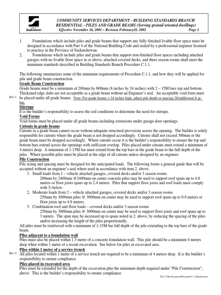 Residential Pile and Grade Beam Standards | PDF | Deep Foundation ...