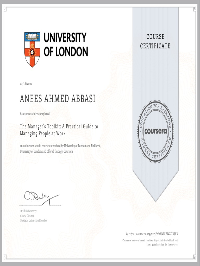 Managing People at Work - University of London Certificate - Coursera ...