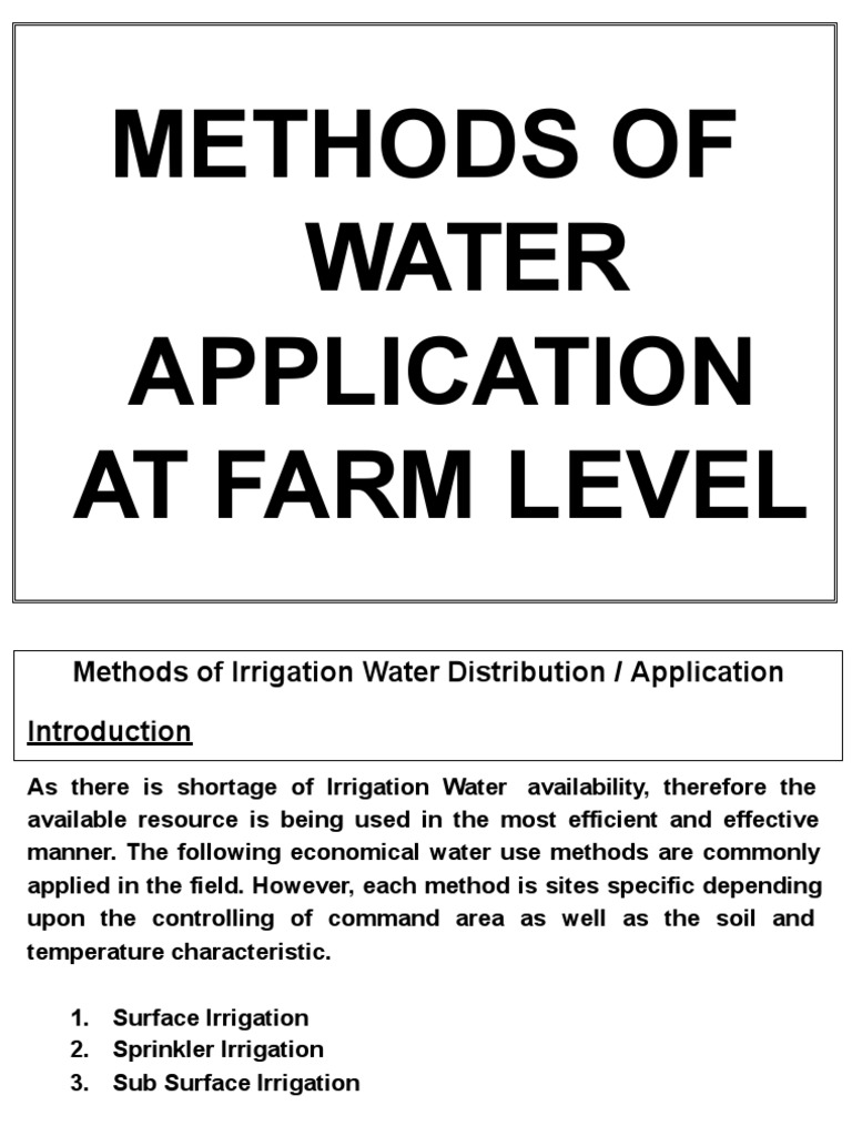 Chapter 3 Method of Water Application For Irrigation (1) - 1 | PDF ...
