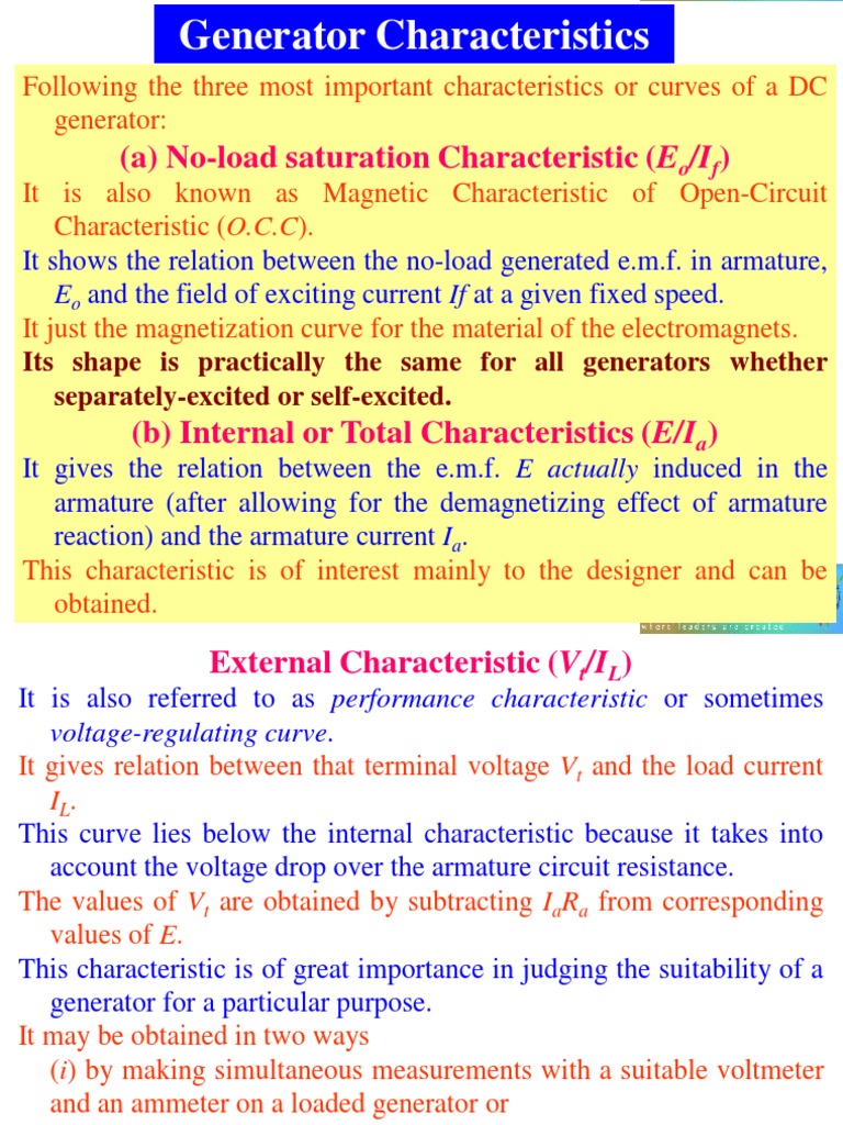 Three Key Characteristics of DC Generators: No-Load Saturation Curve ...