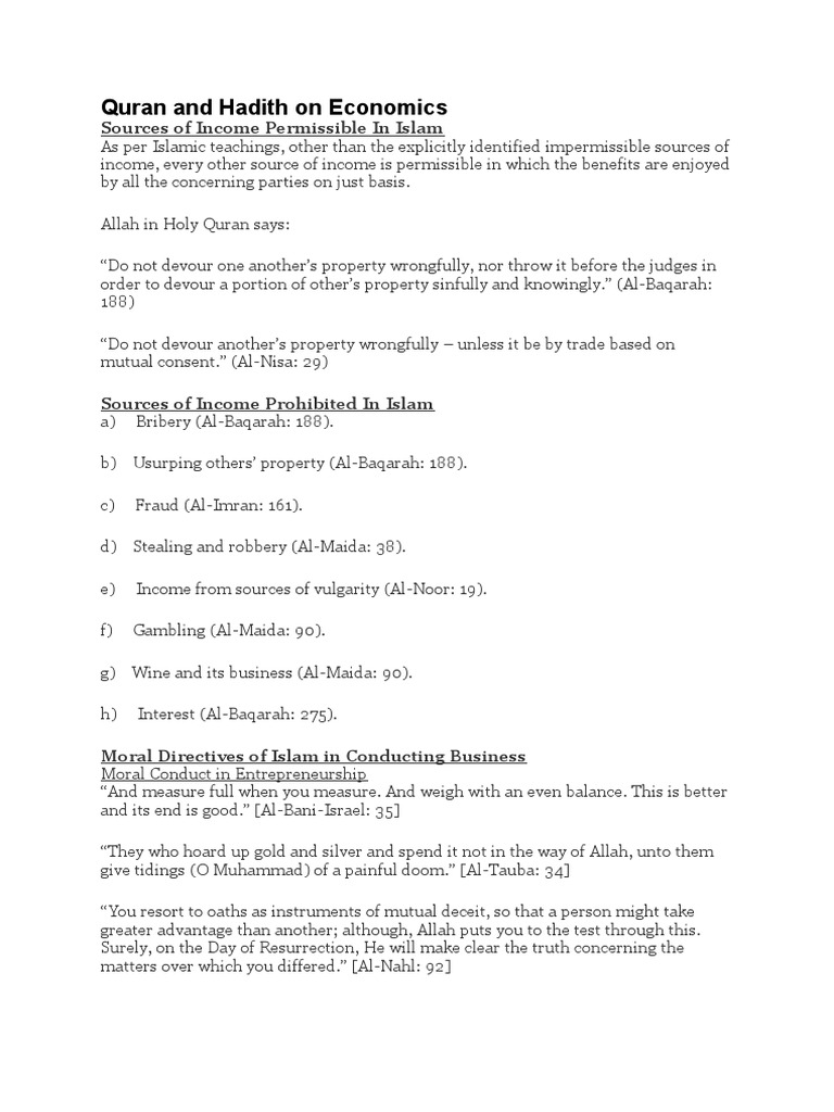 Permissible and Impermissible Sources of Income in Islam: Guidance from ...
