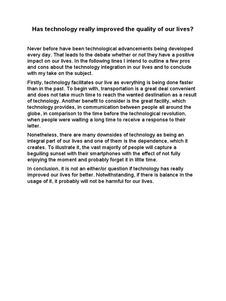 Impact of Technology on Quality of Life | PDF | Social Science | Computers