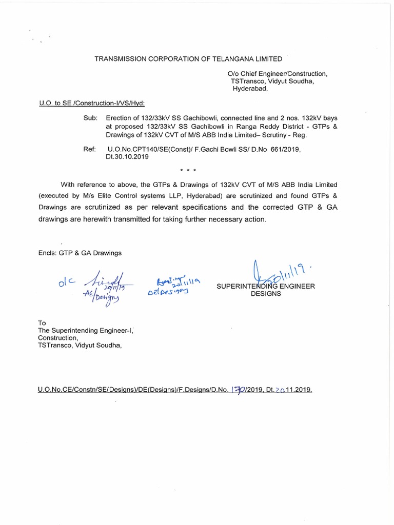 132kV CVT (ABB) D.No.170, Dt.20.11.19 | PDF