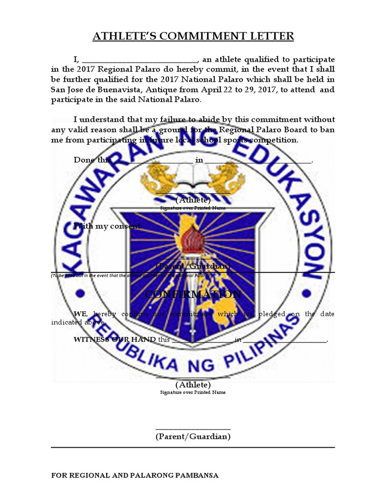 Commitment Letter Athlete | PDF