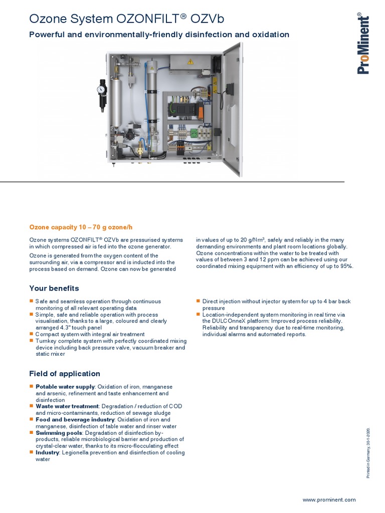 Ozone System OZONFILT® OZVb | PDF | Ozone | Sewage Treatment