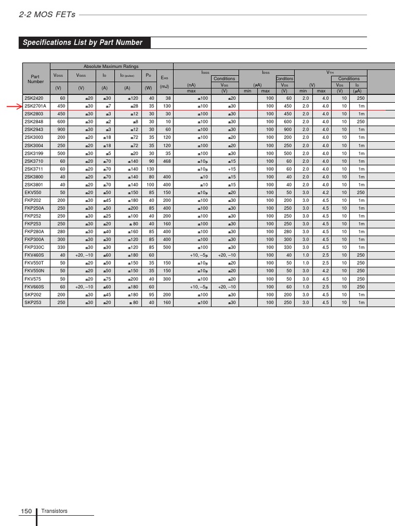 Specifications List by Part Number: 2-2 Mos Fets | Download Free PDF ...