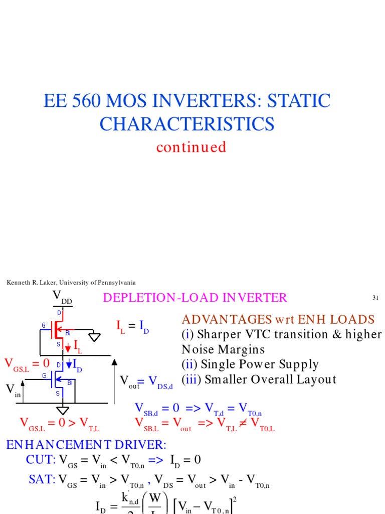 Ee 560 Mos Inverters: Static Characteristics: Continued | PDF ...