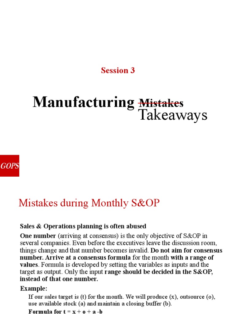 3.manufacturing Mistakes | PDF | Inventory | Sales