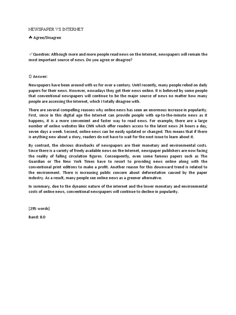 Newspaper VS Internet | PDF