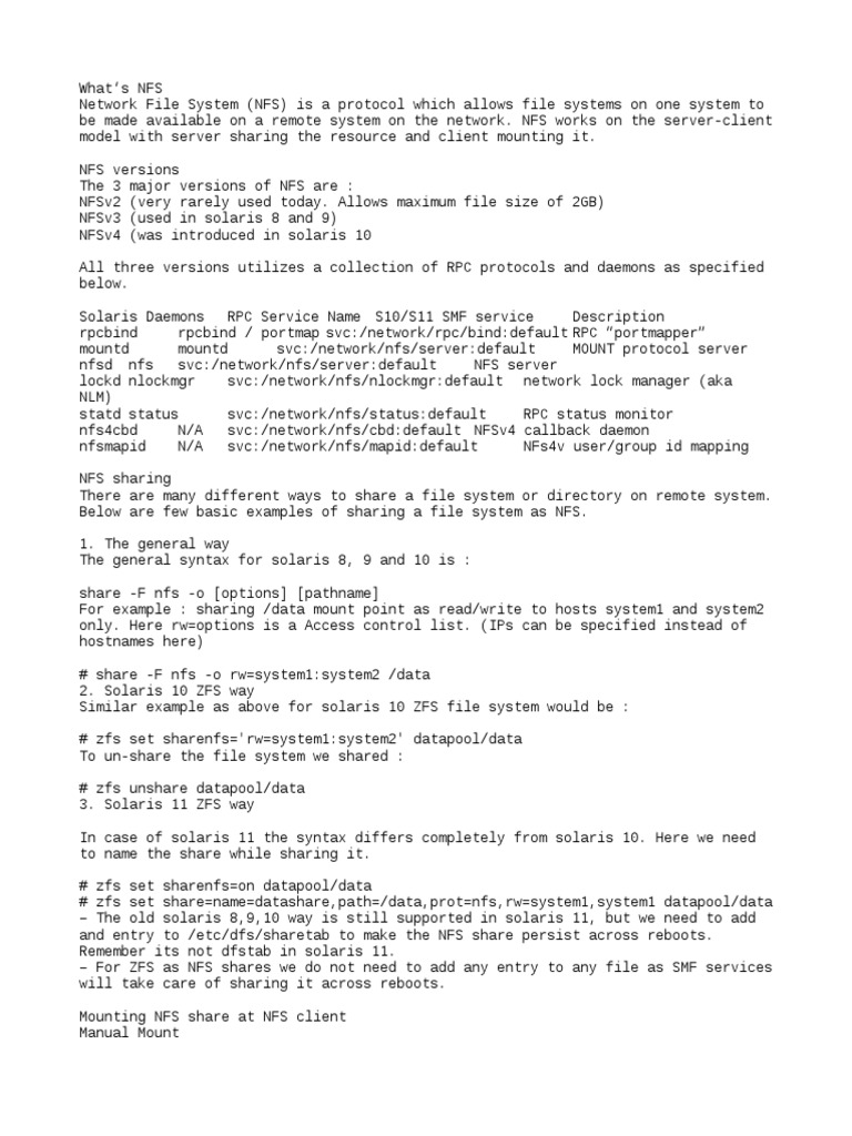 Nfs Solaris Linux | PDF | File System | Server (Computing)