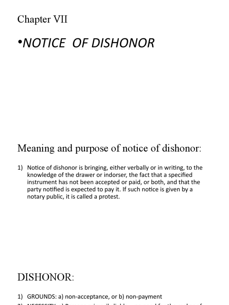 Notice of Dishonor | PDF | Assignment (Law) | Payments