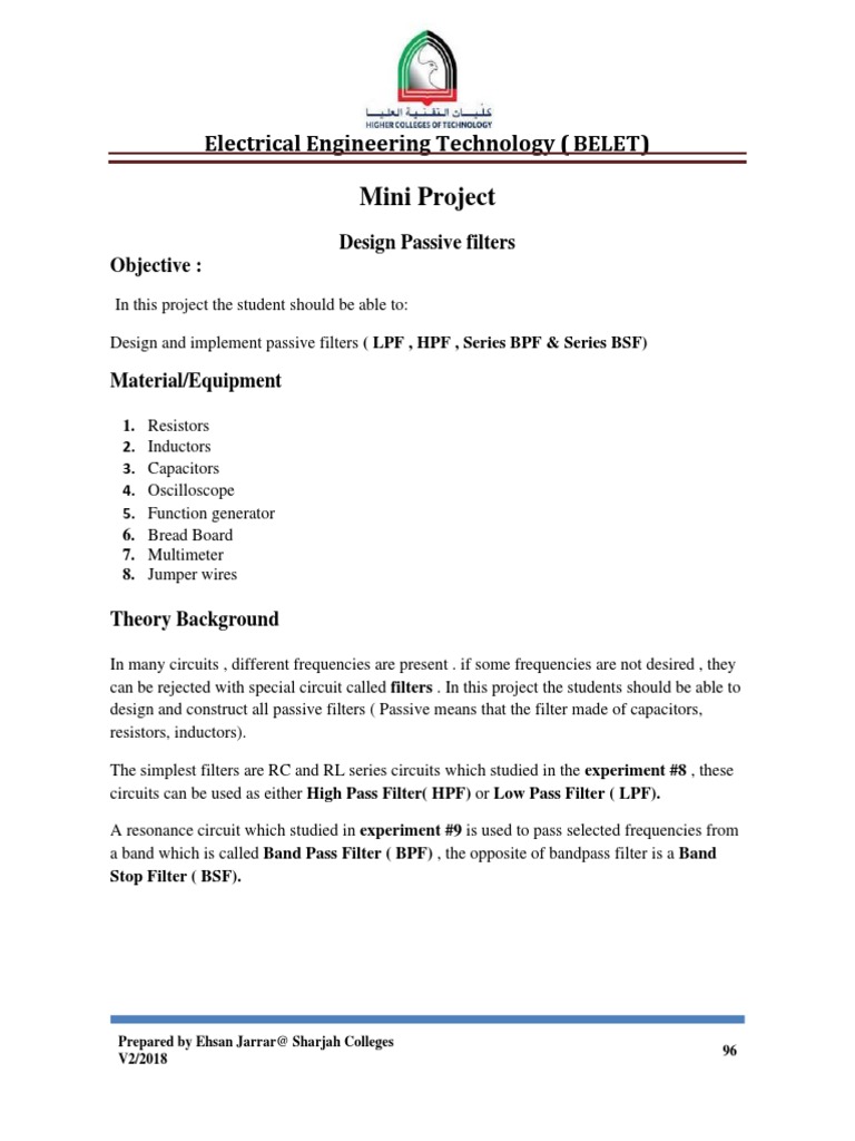 Mini Project: Electrical Engineering Technology (BELET) | Download Free ...