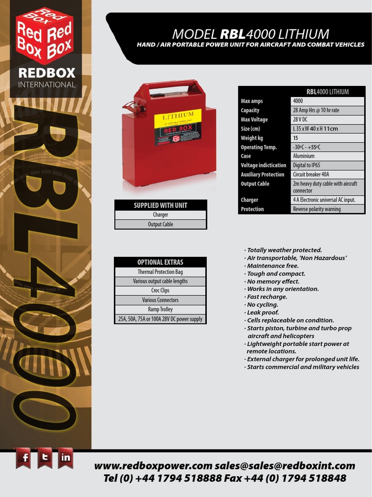 Redbox: Model Rbl4000 Lithium | PDF | Battery Charger | Electrical ...