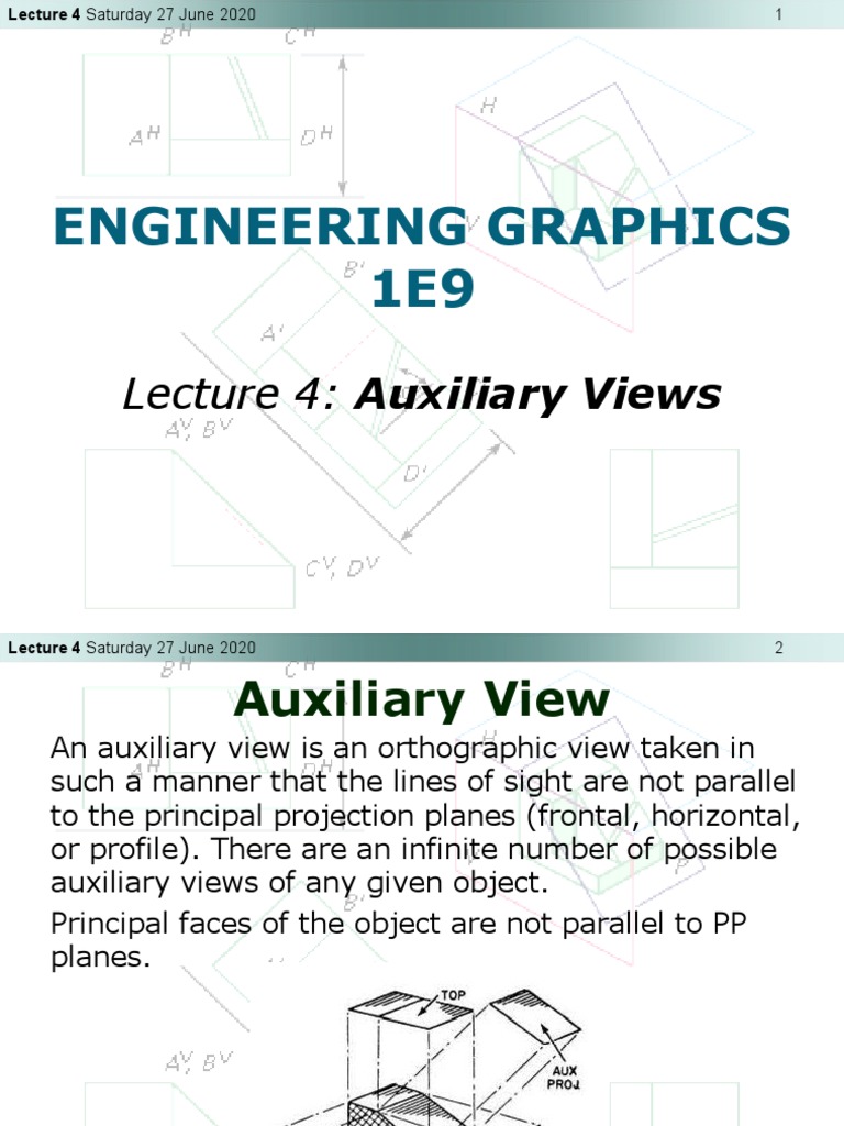 Engineering Graphics 1E9: Lecture 4: Auxiliary Views | PDF | Technical ...
