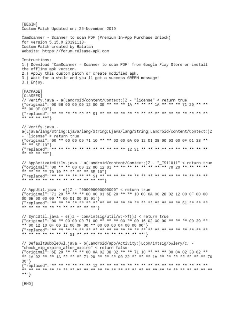 CamScanner Custom Patch Guide | PDF | Software Companies Of The United ...