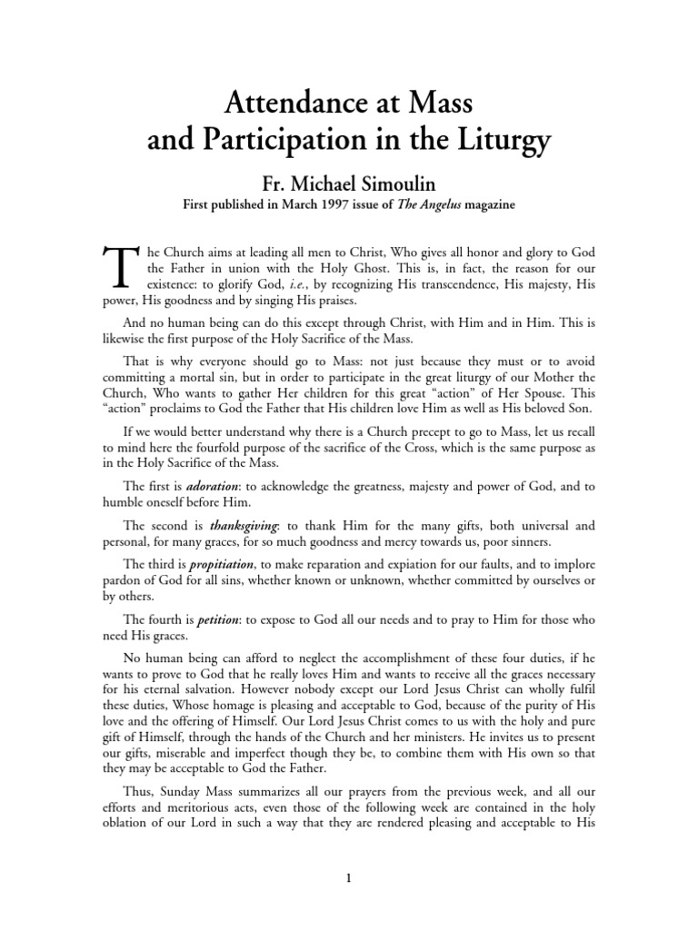 The Case for Full Participation in the Holy Sacrifice of the Mass | PDF ...