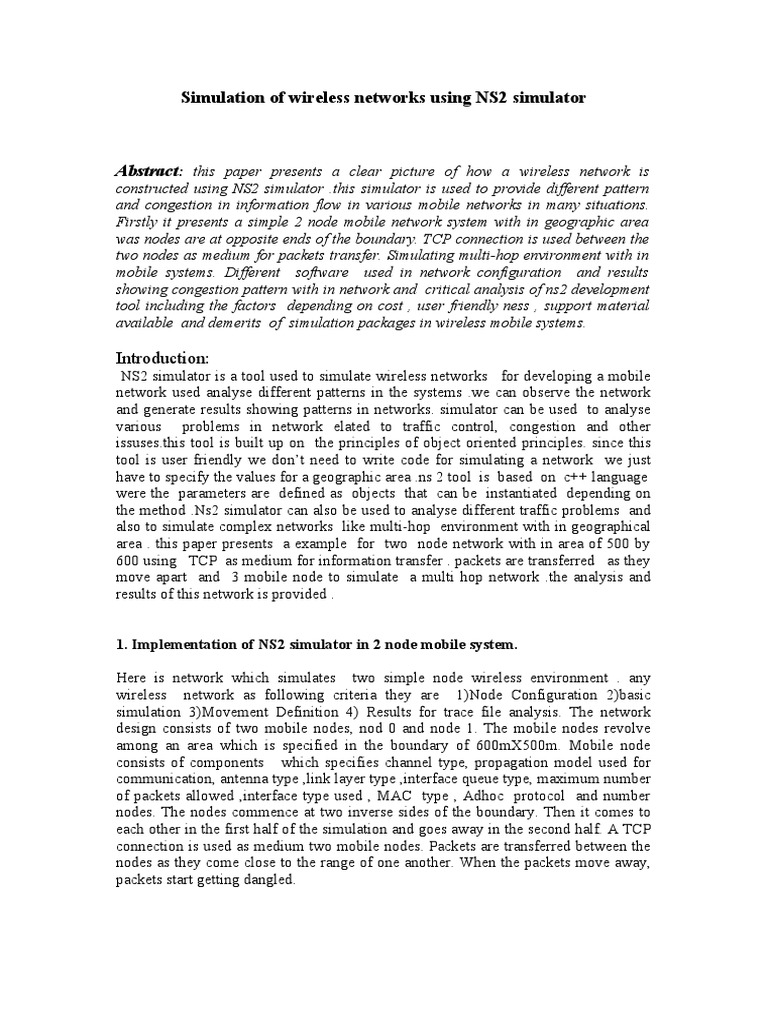 Simulation of Wireless Networks Using NS2 Simulator | PDF | Wireless Ad Hoc Network | Computer ...