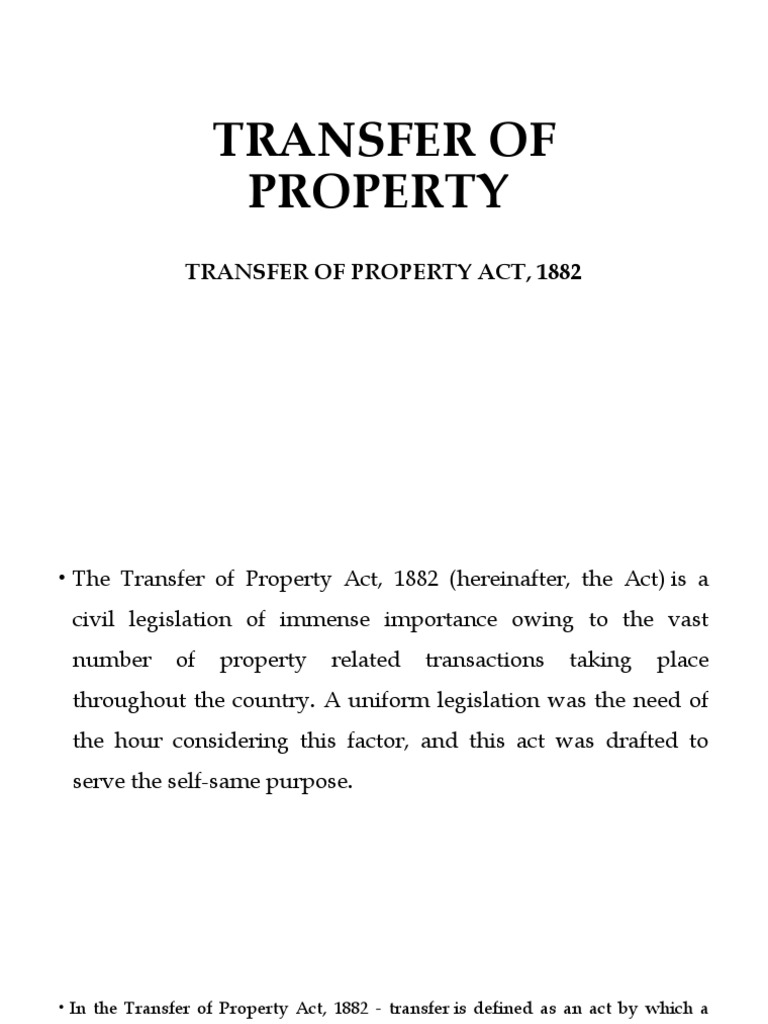 Transfer of Property | PDF | Easement | Property