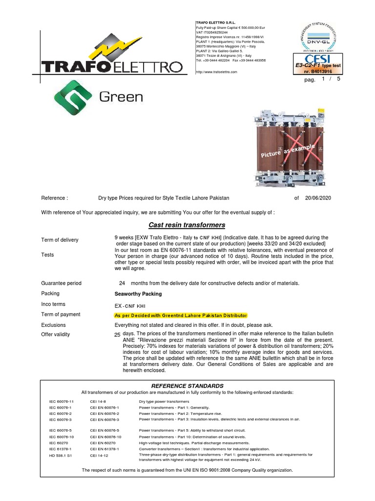 Data Sheet of Transformers - Opt | PDF | International Electrotechnical ...