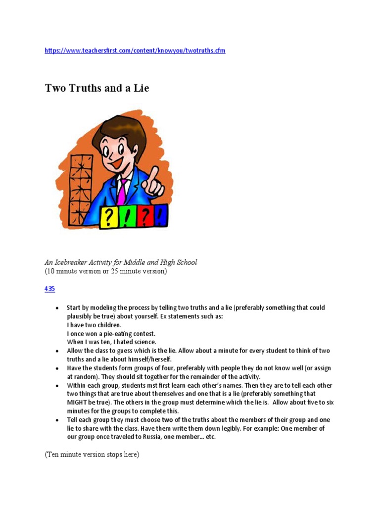 2 Truths Lpu Ice Breaker | PDF | Truth | Epistemology