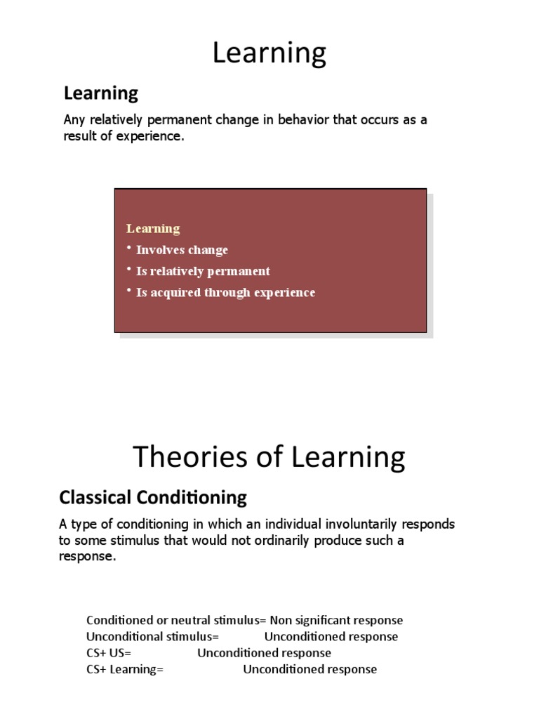 Learning 1 | PDF | Reinforcement | Classical Conditioning