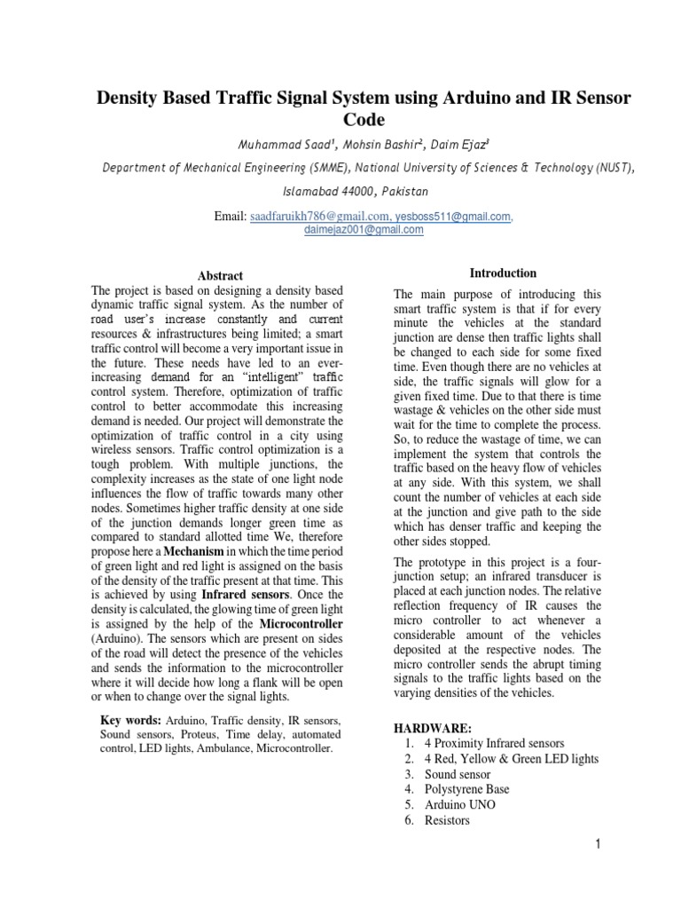 Density-Based Traffic Signal System | PDF | Traffic | Microcontroller