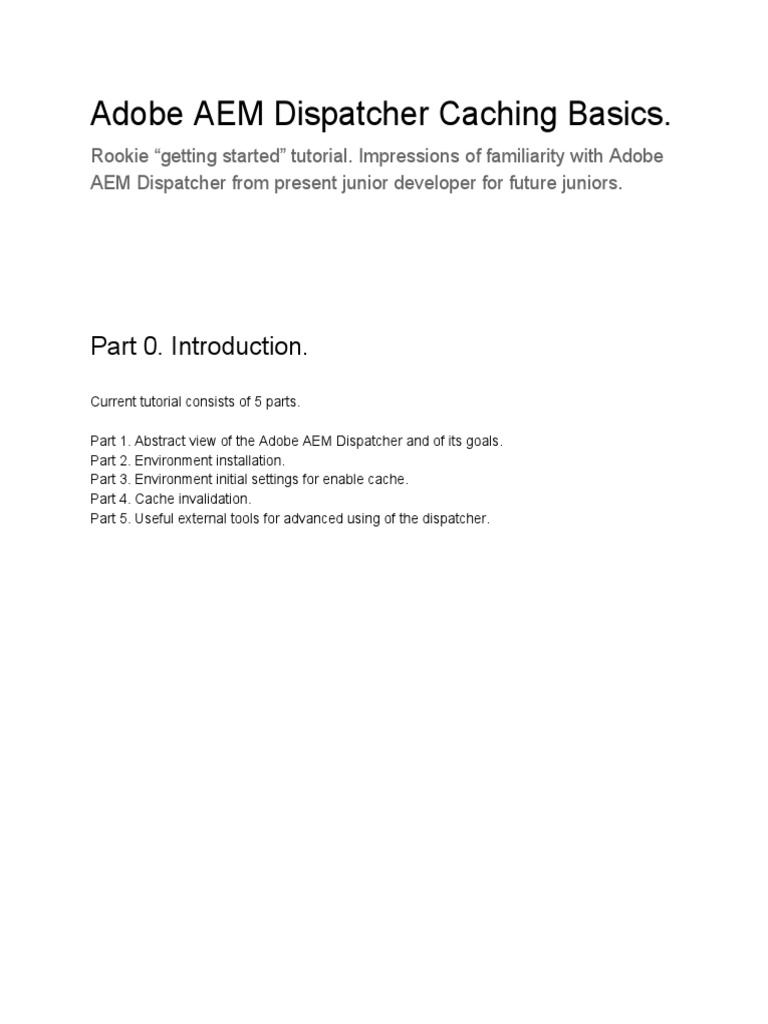 Adobe AEM Dispatcher Caching Basics.: Part 0. Introduction | PDF | Apache Http Server | Web Server