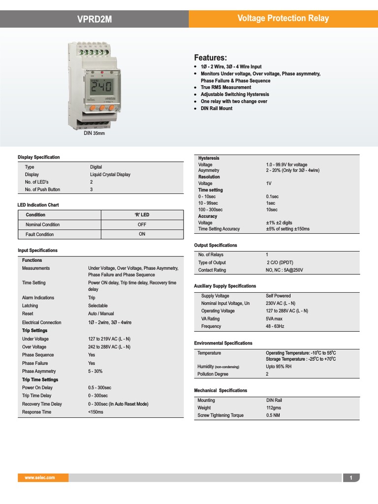 VPRD2M | PDF | Relay | Power (Physics)