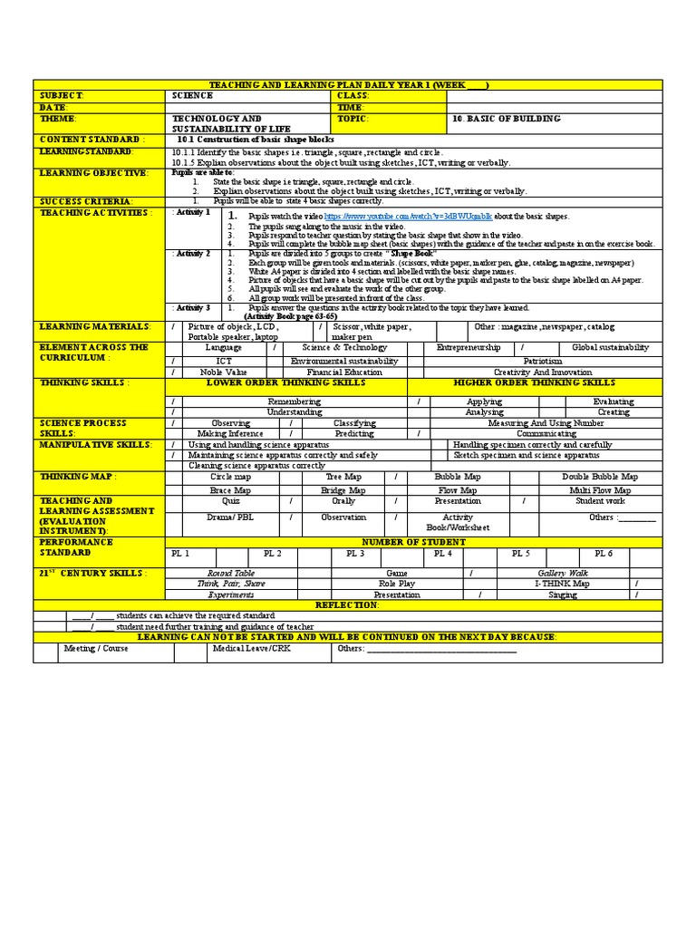 Basic of Building (Yr 1) 2020 | PDF | Educational Technology | Shape