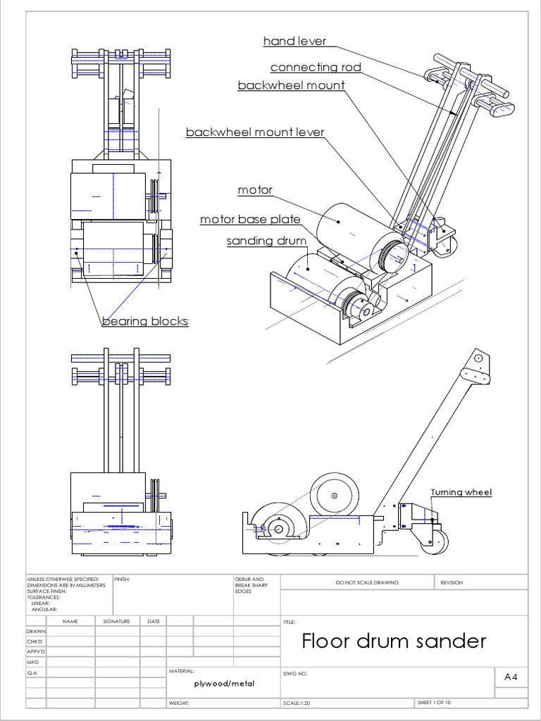 Drum Sander Study Plans | PDF | Mechanical Engineering | Manufactured Goods