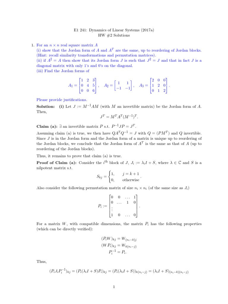 HW2 Sol | PDF | Stability Theory | Eigenvalues And Eigenvectors