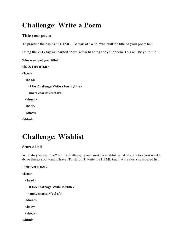 Challenge HTML and CSS | PDF | Teaching Methods & Materials