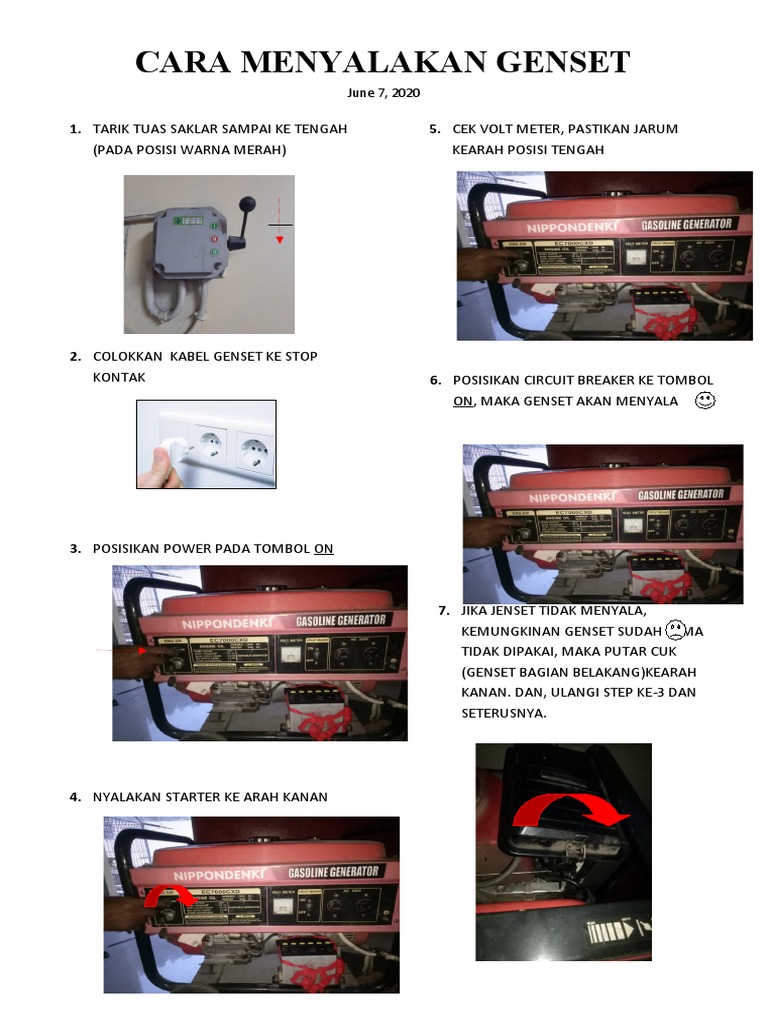 Cara Menyalakan Genset | PDF