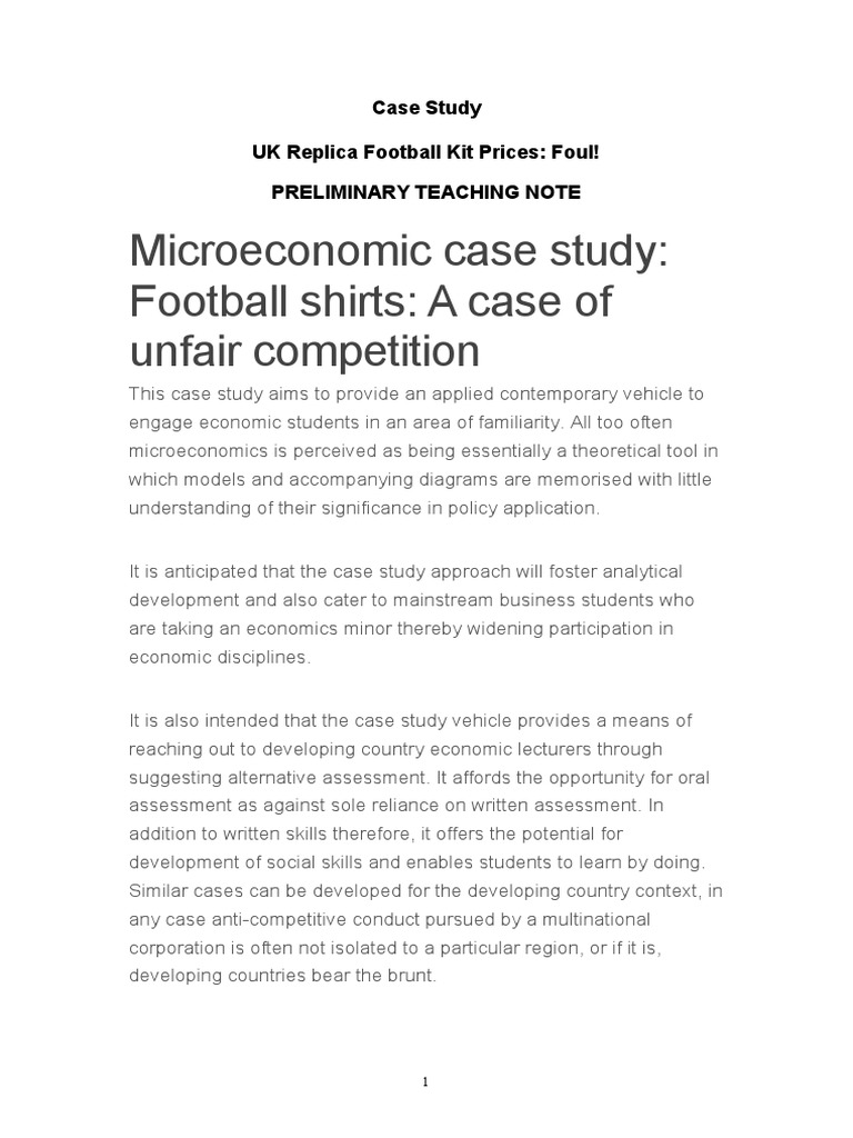 Microeconomic Case Study: Football Shirts: A Case of Unfair Competition ...