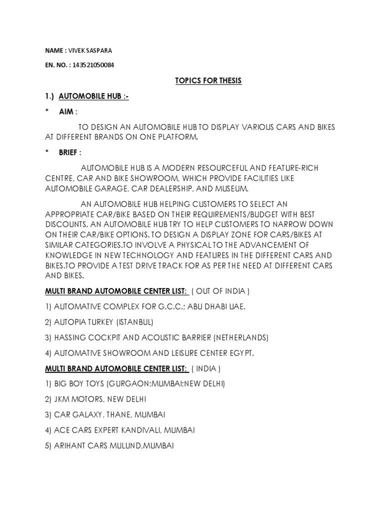 Thesis Topic | PDF | Business