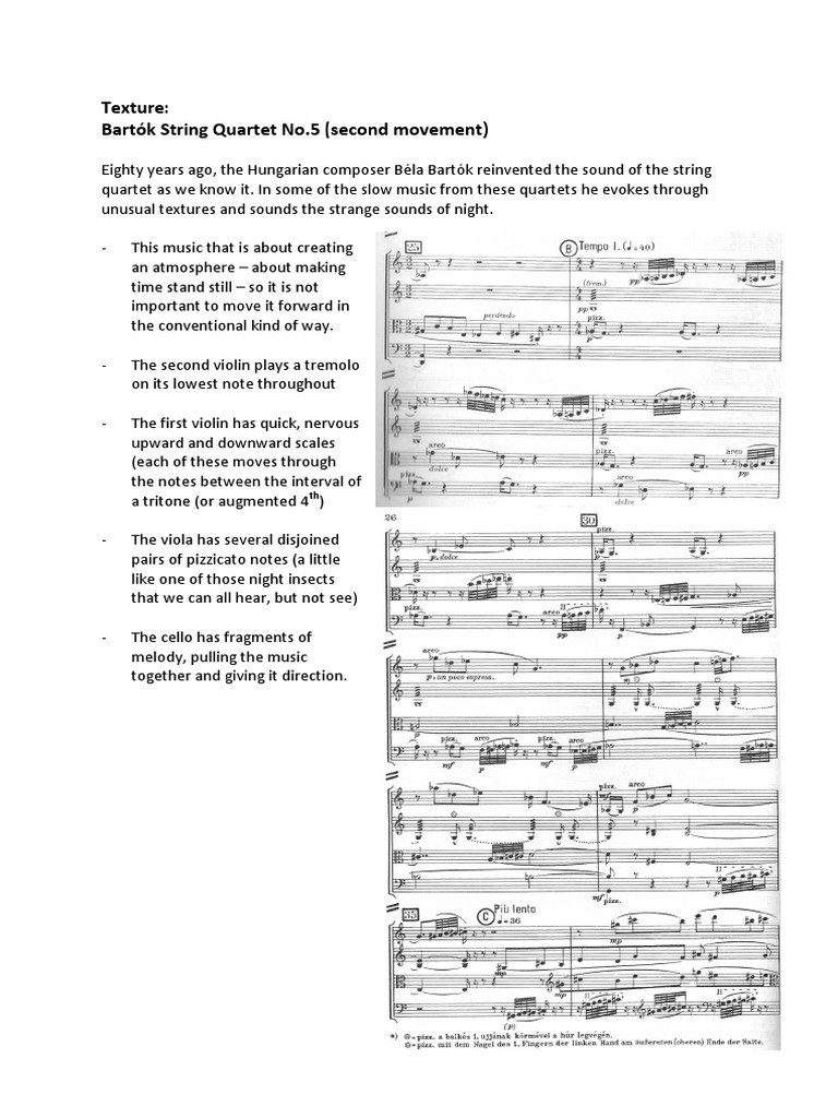Texture: Bartók String Quartet No.5 (Second Movement) | PDF