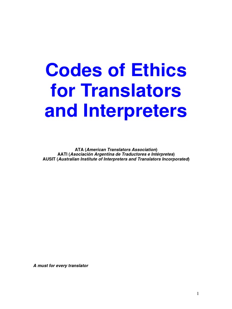 Codes of Ethics For Translators and Interpreters | PDF | Translations ...