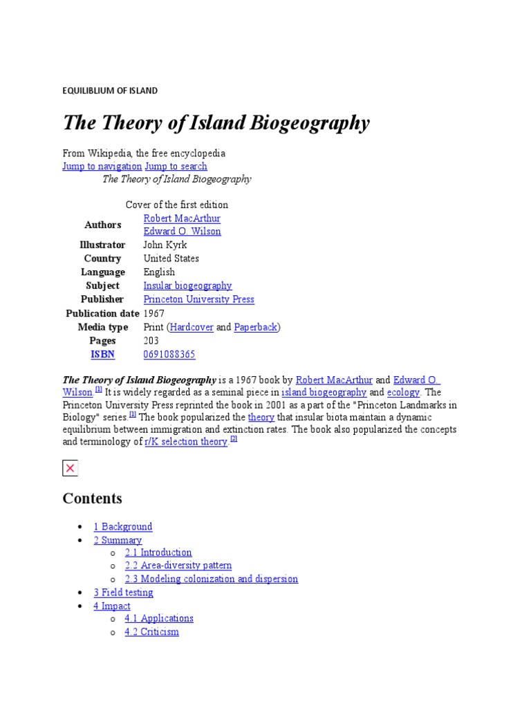 Island Biogeography Theory Explained | PDF | Biogeochemistry | Ecology
