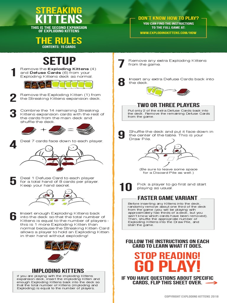 Streaking Kittens-Rules | PDF | Ephemera | Gaming Devices