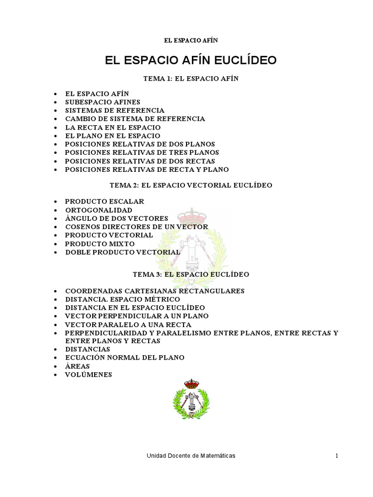 Espacio Afin Euclideo Pdf Pdf Ortogonalidad Espacio Vectorial