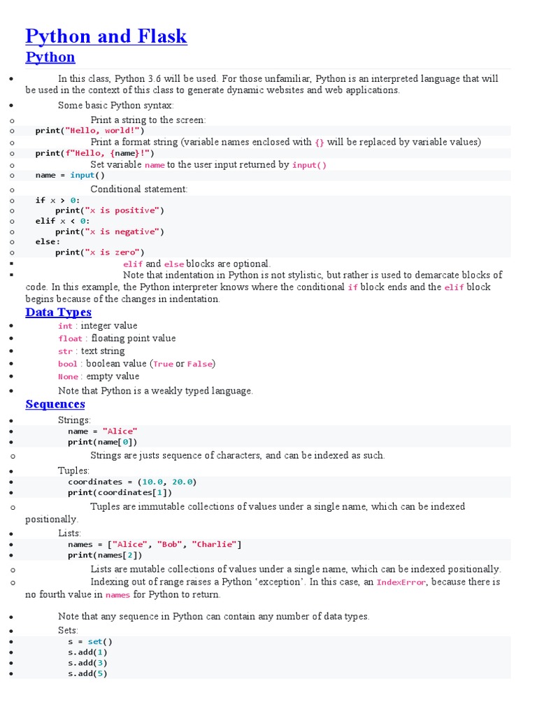 Python and Flask - Notes | PDF | Web Server | Internet & Web