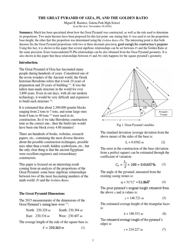 Golden Ratio and Pi in Great Pyramid | PDF | Triangle | Pi