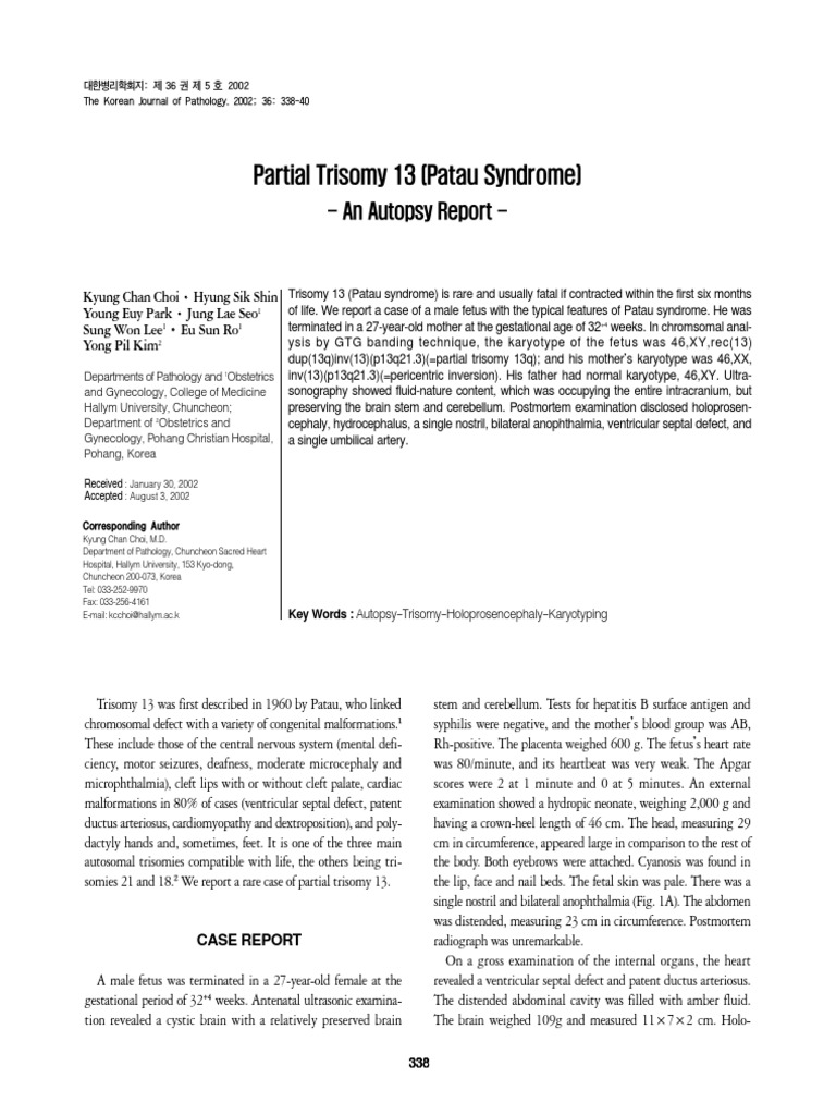 Partial Trisomy 13 (Patau Syndrome) : - An Autopsy Report | PDF ...