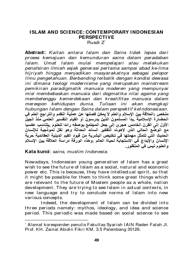 Islam and Science in Indonesia Today | PDF | Thought | God