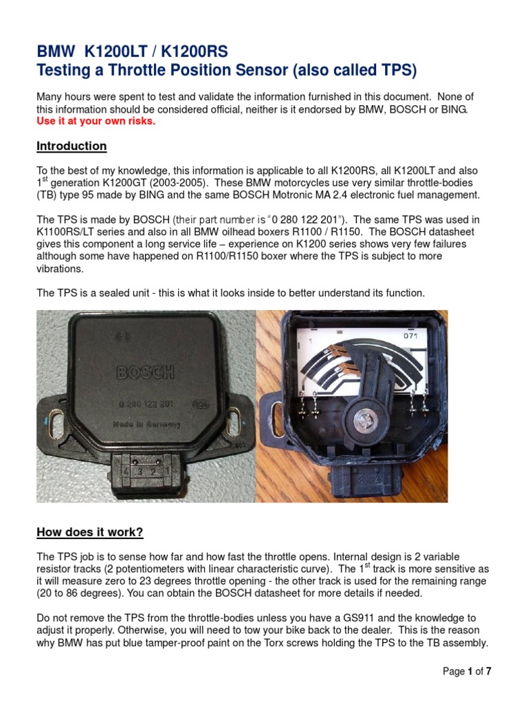 BMW - K1200 - Throttle-Position-Sensor TPS (Version 1-2) | PDF ...
