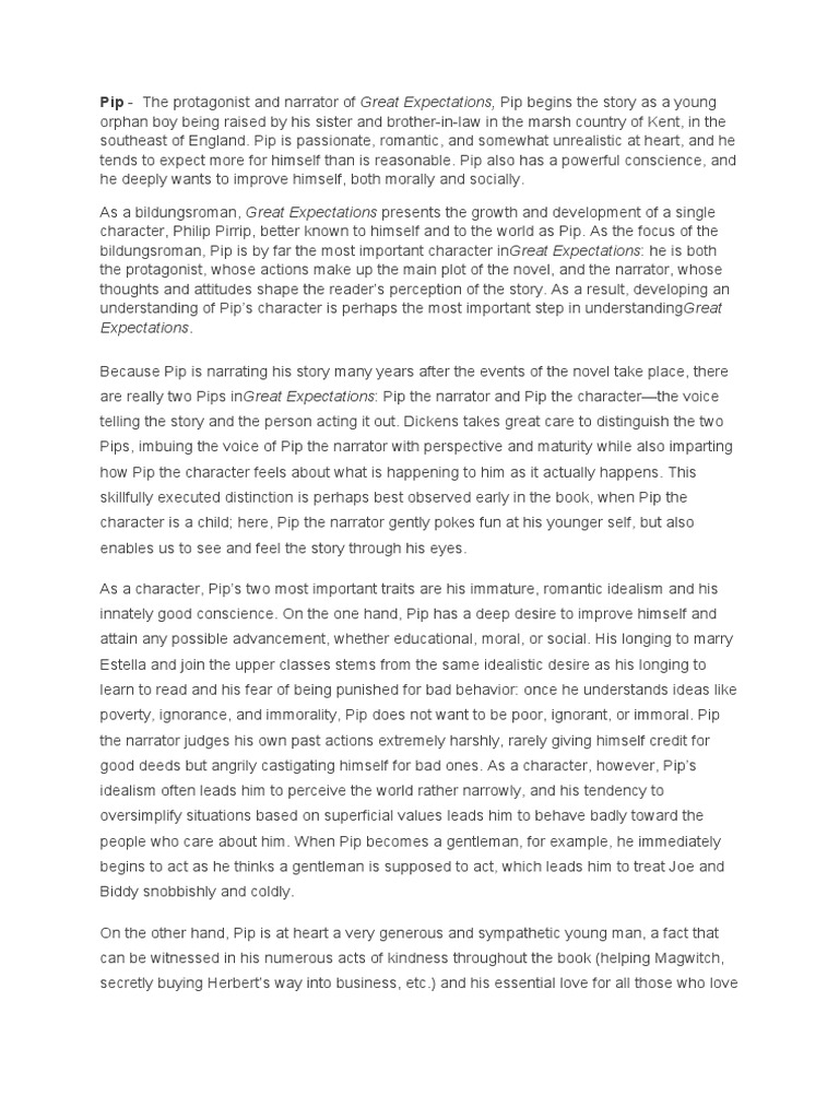 Pip - The Protagonist and Narrator of Great Expectations, Pip Begins ...