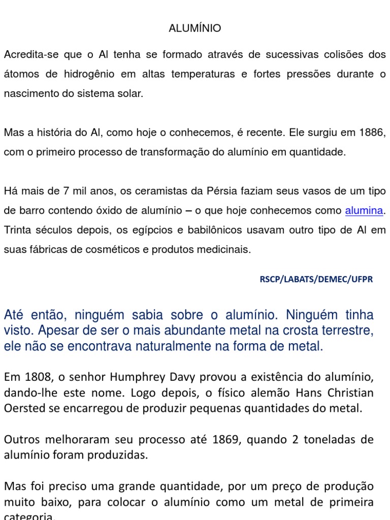 Produção de Alumínio PDF | PDF | Alumínio | Química
